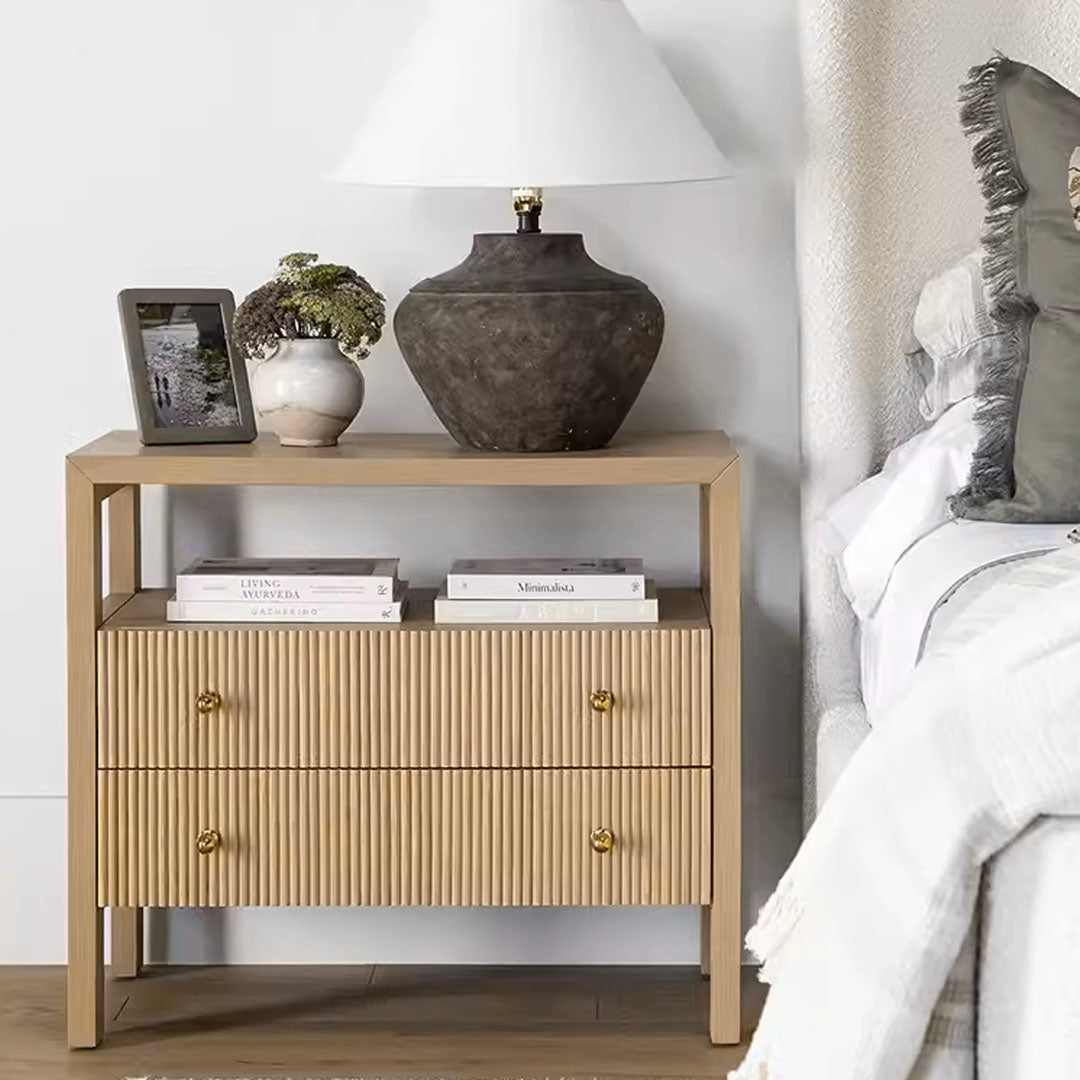Liam bedside table with fluted detail – COMO decor
