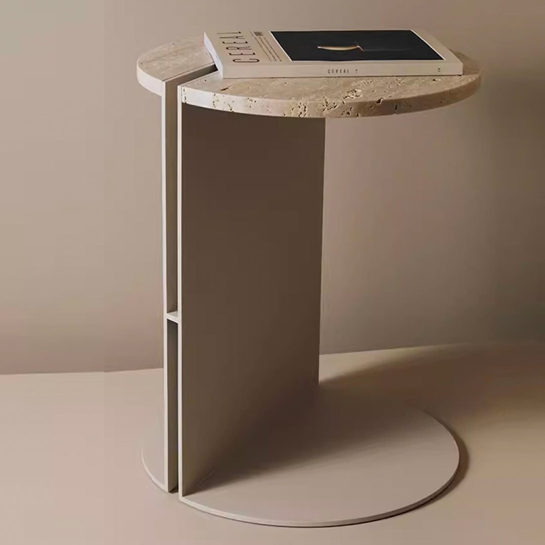 Tyra side table (Travertine and Marble) – COMO decor